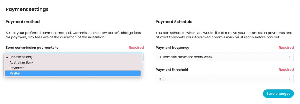 Receiving commissions with PayPal
